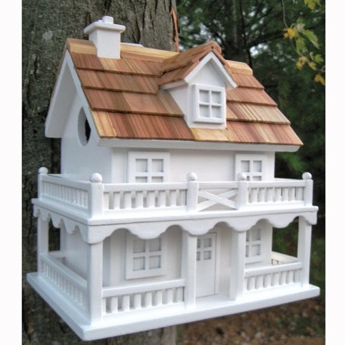 Home Bazaar White Colonial Cottage Bird House (HB7102W)